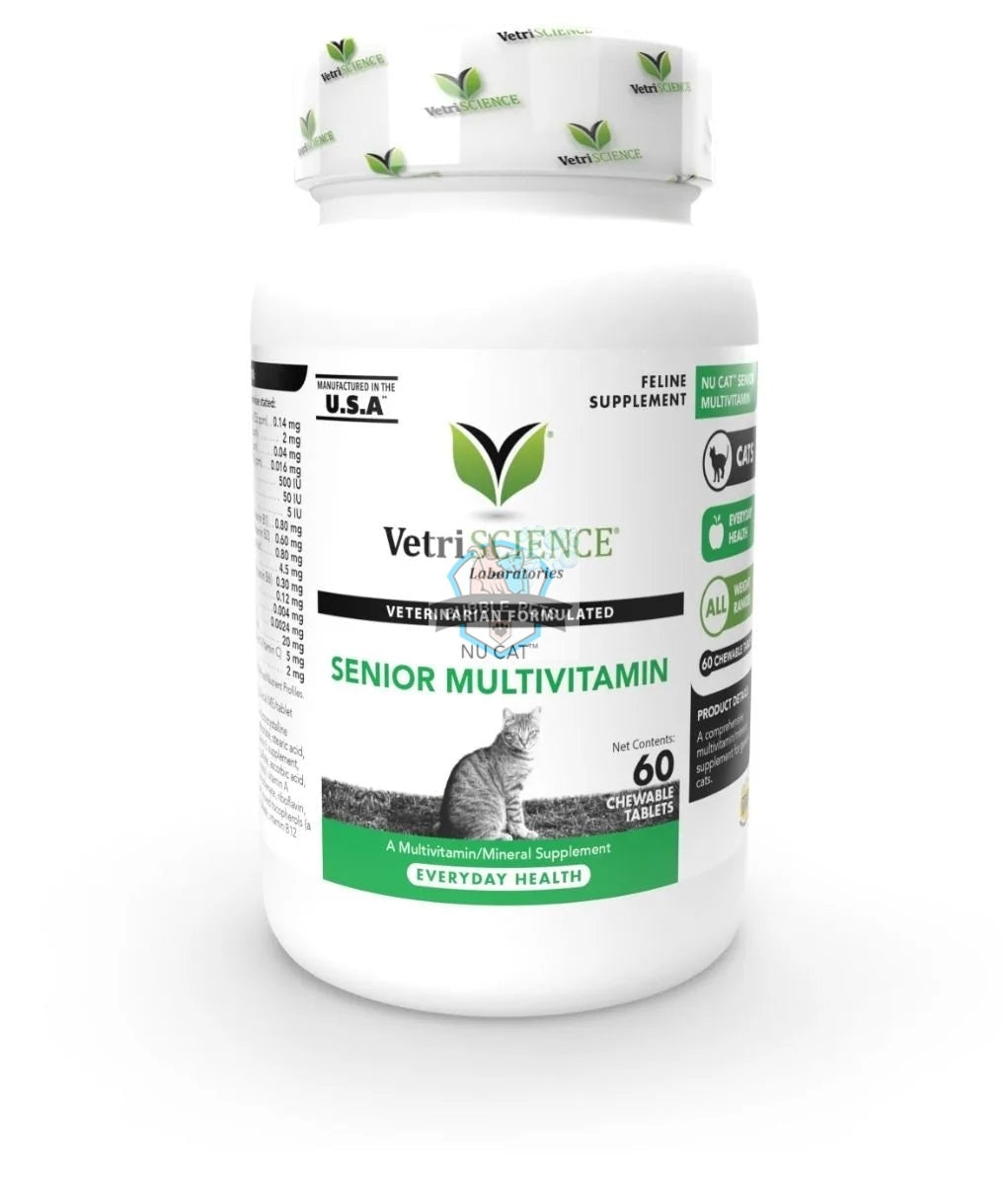 VetriScience Nu Cat Senior Multivitamin for Cats (60 chewable tablets ...
