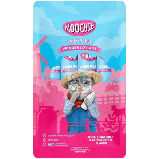 Moochie Fairy Puree Tuna, Goat Milk & Strawberry Liquid Cat Treats ...